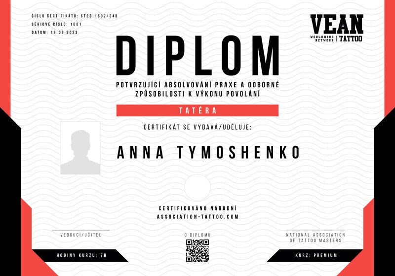 O diplomu | VEAN TATTOO